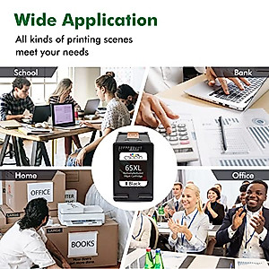 Remanufactured Printer Ink Cartridges for HP Ink 65XL,Black and Color Combo Pack for HP Envy 5052 5055 5010 5012 5020 5030 Deskjet 2600 2622 2652 3722 3755 3752 2635 2636 2655 Amp 120 100 Replacement