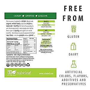 Nubeleaf Alfalfa Grass Powder - Non-GMO, Gluten-Free, Raw, Organic, Vegan Source of Essential Vitamins & Minerals - Single-Ingredient Nutrient Rich Superfood for Cooking, Baking, Smoothies (10oz)