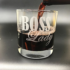 G070 Boss Lady Rocks Glass Highball Glass, Wife, Wifey, Girlfriend, Grandma, Grandmother, Gift present Mother's day. 10 oz Glass