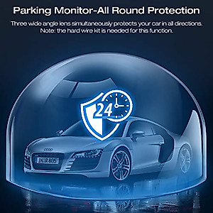 3 Channel 4K Dash Cam Front and Rear Inside with 64GB SD Card, 4K+1080P Dash Camera Front and Inside, Triple Car Camera 2K+1080P+1080P with IR Night Vision, WDR, 170°Wide Angle, Parking Monitor