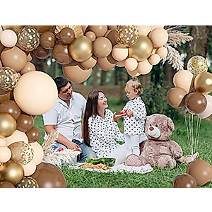 150PCS Brown Balloons Garland Arch Kit, Different Size Brown Nude Boho Blush Tan Neutral Beige Gold Balloons for Woodland Tedy Bear Baby Shower Wedding Jungle Safari Birthday Party Decorations