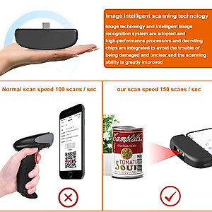 2D Cell Phone Barcode Scanner,Alacrity QR Barcode Reader Scanner Module Scanner with Auto Sensing Type-C Cell Phone Screen Barcode Scanner Scan