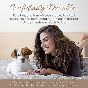 Linen Market 4 Piece Full Bedding Sheet Set (Light Gray Vine) - Sleep Better Than Ever with These Ultra-Soft & Cooling Bed Sheets for Your Full Size Bed - Deep Pocket Fits 16" Mattress