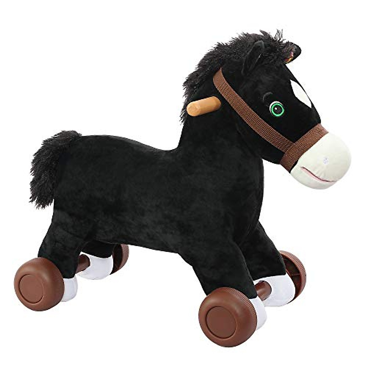 Rockin' Rider Cocoa 2-in-1 Pony Plush Ride-On, Black, Large