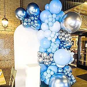 Metallic Silver Balloon Garland Arch Kit 100 Pack 18/12/10/5 Inch Latex Party Balloons Different Sizes Confetti Balloons Chrome Balloon for Engagement Wedding Graduation Christmas Party Decorations