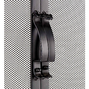 Plow & Hearth Metal Fireplace Screen Flatguard Black | 44" W x 33" H | 2 - Door | Spark Guard Indoor Grate | Iron Fire Place Cover | Wood Burning Stove Decorative Accessories