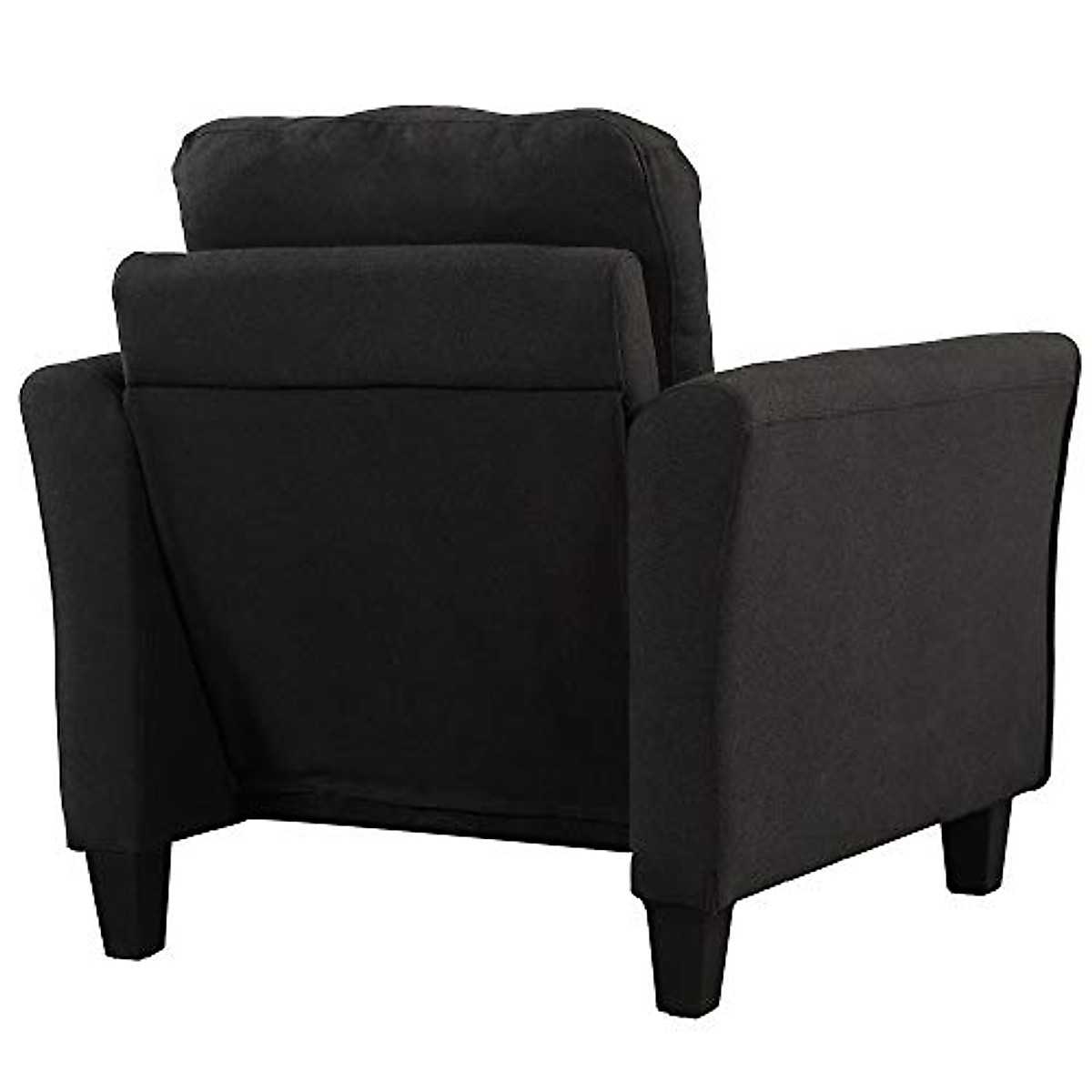 MOEO 3 Piece Living Room Sofa Sectional Set for Home Furniture, Polyester-Blend Three Couch Loveseat and Armchair, Black