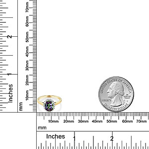 Gem Stone King 10K 2-Tone Gold Oval Green Mystic Topaz and Diamond Halo Engagement Ring For Women (2.44 Cttw, Gemstone Birthstone) (Size 6)