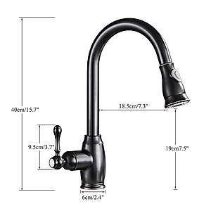 Bronze Black Kitchen Faucet Pull-Out Two-Way Sprayer Single Handle Hot and Cold Water Mixing Faucet Kitchen Water Crane Type 360 ​​Degree Rotation(Oil Rubbed Bronze)