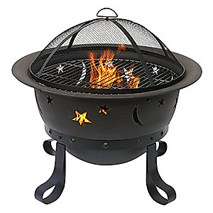 UniFlame WAD1081SP Diameter Deep Bronze Firebowl with Stars and Moons, 30"