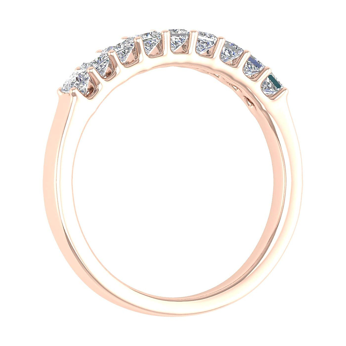 1/2 Carat Princess Cut Diamond Wedding Band Ring in 14K Rose Gold (Ring Size 6) (I1-I2 Clarity)