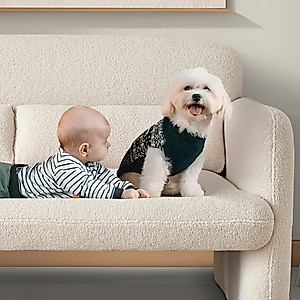 YOOBECH 59" W Loveseat Sofa 2-Seater Lamb Fabric Couch, Solid and Easy to Install, Small Modern Loveseat Sofas for Small Space, Bedroom, Apartment, Living Room (Beige)