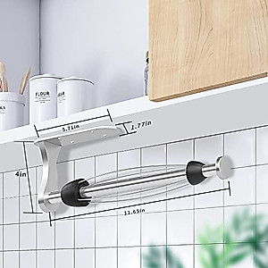 Swaitee Paper Towel Holder, Easy Tear Under Cabinet Paper Towel Holder with Damping Function, Wall Mount Stainless Steel Paper Roll Holder Adhesive or Screw for Kitchen Bathroom
