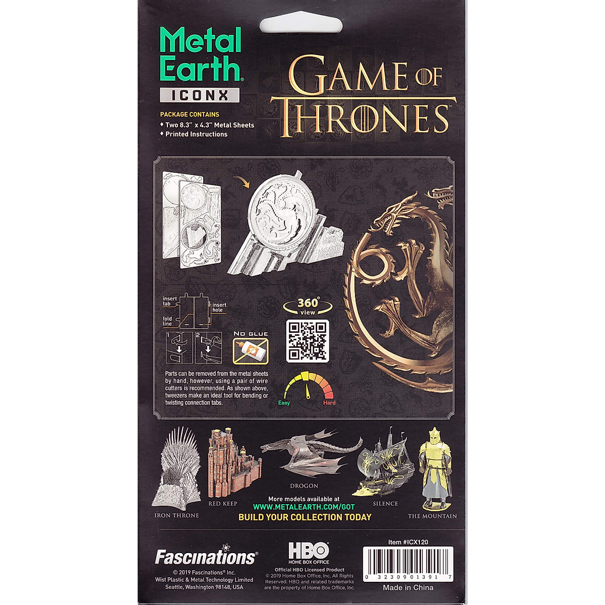 Fascinations Metal Earth ICONX Game of Thrones Targaryen Sigil 3D Metal Model Kit