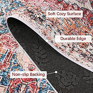 YJ.GWL Area Rug 4x6, Washable Bedroom Rug, Soft Accent Rugs for Living Room Entryway Dining Room, Non-Slip Non-Shedding Low-Pile Floor Carpet, Orange