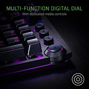 Razer Huntsman Elite Opto-Mechanical Switch Wired Mechanical Gaming Keyboard: Multi-Functional Digital Dial, Multi-Functional Digital Dials, RGB Lighting USB Computer Keyboards for PC Gaming (Renewed)