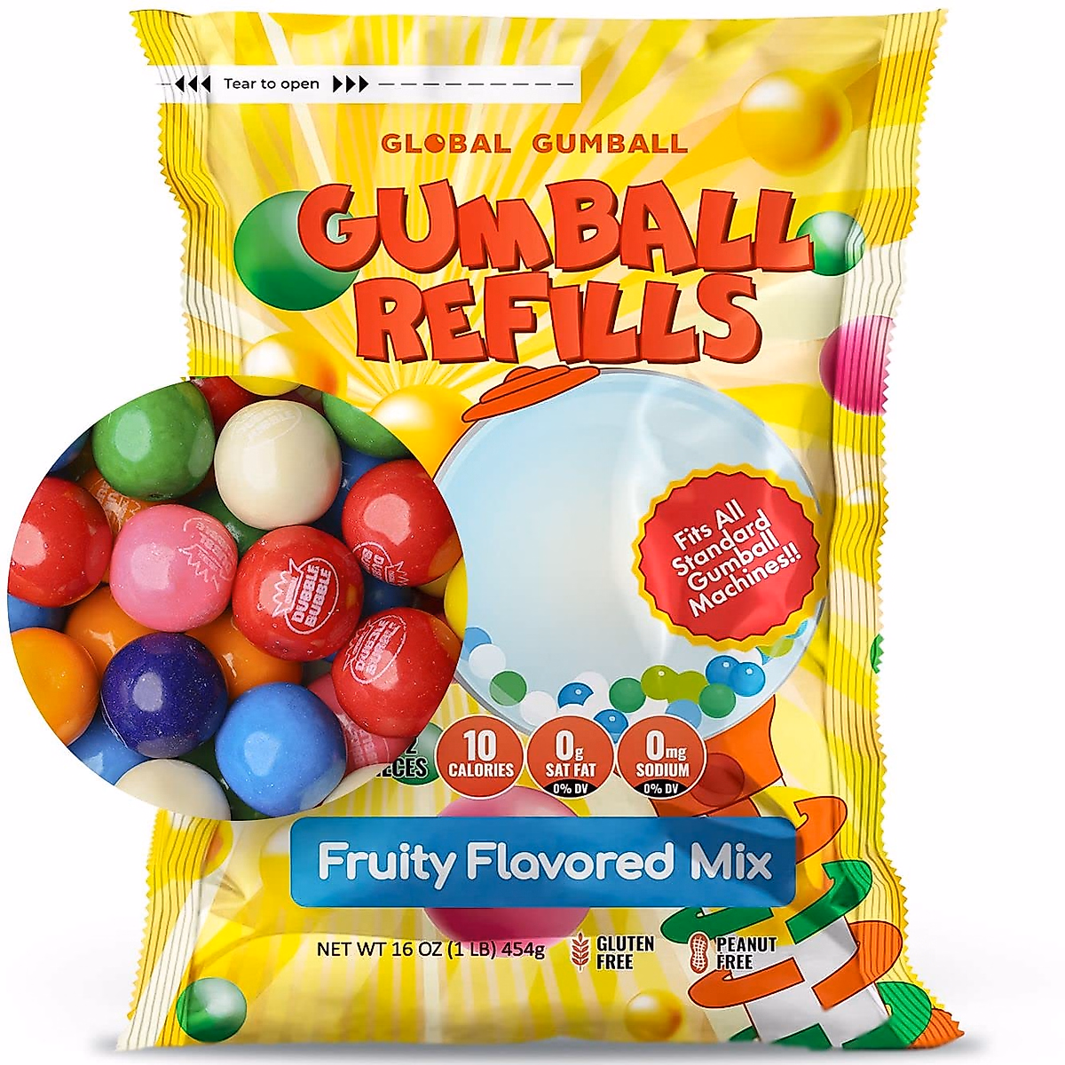 Gumballs for Gumball Machine - 0.5 Inch Mini Gumballs for Kids - Gumball Machine Refills - 1 LB Chewing Gum - Fruit Flavored Bubble Gum