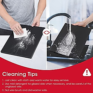 Unicook Glazed Pizza Stone 15 x 12 Inch, Double Sided Pizza Stone for Oven and Grill, Non Stick Ceramic Baking Stone, Thermal Shock Resistant Rectangular Cooking Stone, Black Reversible Pizza Pan