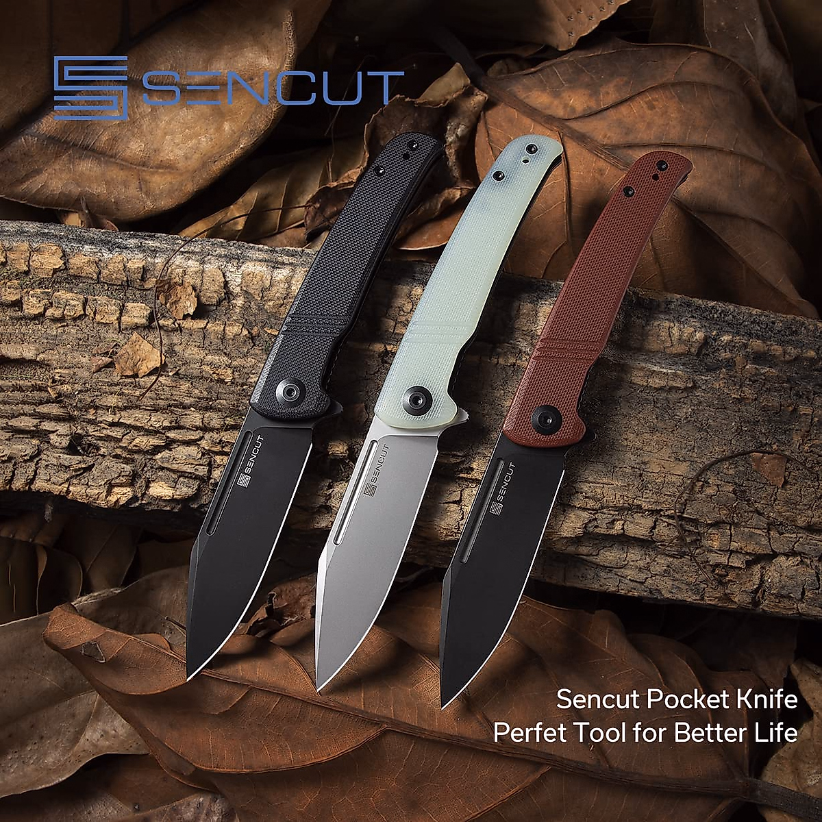 Sencut Brazoria Folding Pocket Knife for EDC, Burgundy G10 Handle Black Stonewashed D2 Blade Folding Knife with Clip, Everyday Carry Knife with Liner Lock for Men Women, Lightweight for Indoor Outdoor Fathers Son Gift SA12C