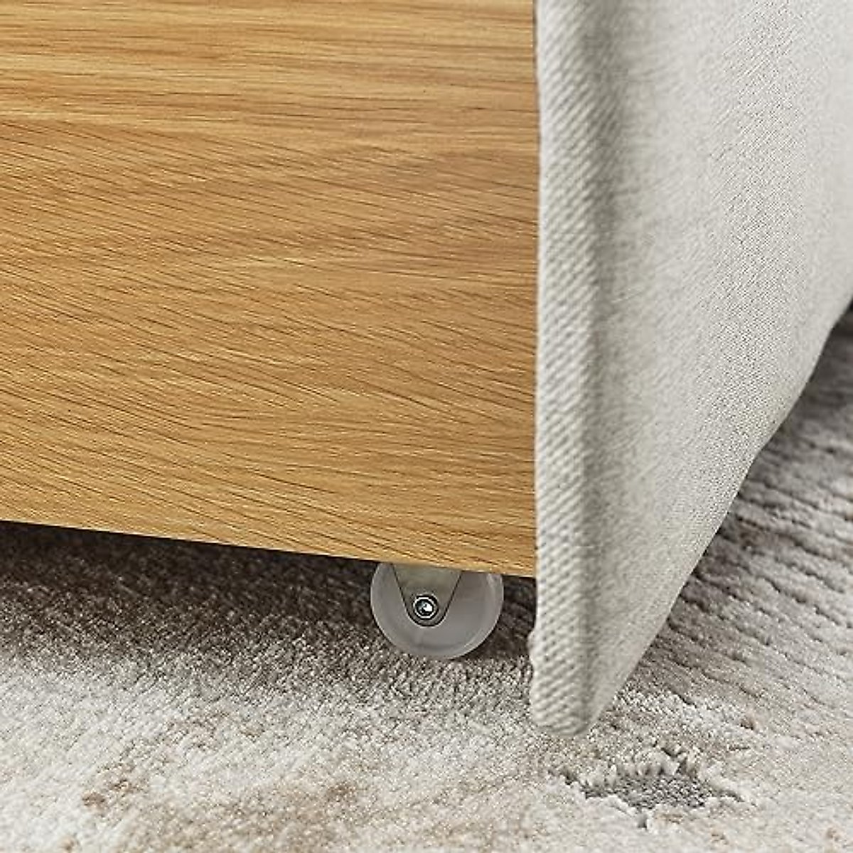 Linuque Upholstered Twin Size Daybed with Two Storage Drawers, Wood Linen Fabric Sofa Bed Frame with Button Tufted Armrest and Nailhead Trimming on Square Arms, Beige