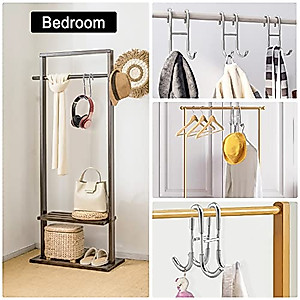 EOFJRUC Shower Door Hooks - 2 Pack Towel Hooks for Bathroom Frameless Glass Shower Door, Stainless Steel Rack Hooks for Hanging Towel, Bathrobe, Squeegee (Silver)