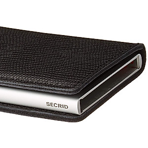 SECRID Slim Wallet Genuine Rango Leather RFID Safe Card Case for Max 12 Cards (Black)