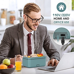 Carsolt Electric Lunch Box Food Heater Upgrade 3 in 1 Portable Food Warmer 60-100W Leakproof Heated Lunch Box for Adults Car/Truck/Office with 1.8L SS Container Fork Spoon Carry Bag, 12V/24V/110V