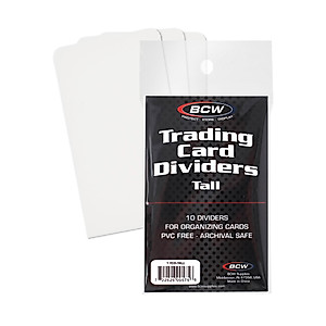 BCW Tall Trading Card Dividers - 10 ct | Archival Quality, Write-On Index Tab, 3 11/16 X 2 11/16 Inches | Fits Vault, Super Vault, QuickFold, Shoe, and Super Shoebox Boxes | Card Organizer Dividers
