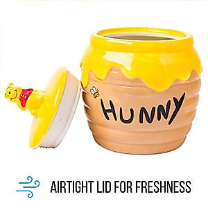 Silver Buffalo Disney Winnie the Pooh Honey "Hunny" Pot Sculpted 3D Hand Painted Ceramic Snack Cookie Jar (Small)