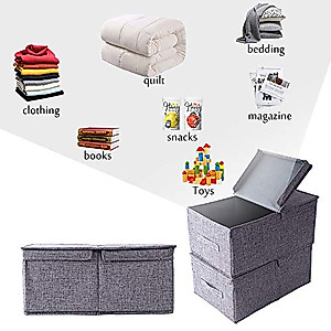 Large Storage Bins With Lids and Handles Stackable Storage Bins for Closet Foldable Fabric Linen Closet Organizers and Storage Baskets Storage Boxes Organization Containers for Shelf Bedroom 2-Pack