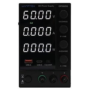 DC Power Supply Variable 300W, DPS605U Bench Power Supply with Encoder Adjustment Knob, DC Regulated Power Supply with USB Quick-Charge for Burn-in Test Production Line Test Laboratory (60V 5A Black)