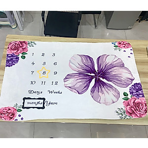 Funvalley Surperfect Baby Monthly Milestone Blanket 60" X 40" Photo Blanket for Newborn and Baby Includes Headband and Frame Photography Backdrop