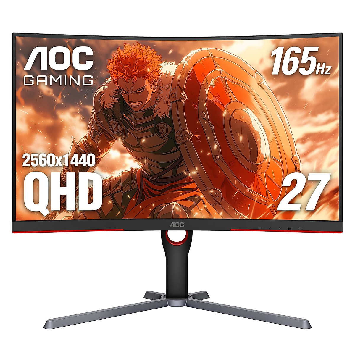 AOC GAMING CQ27G3S Frameless Curved Gaming Monitor, QHD 2K 2560x1440, 1000R VA, 165Hz 1ms, FreeSync Premium ,Black