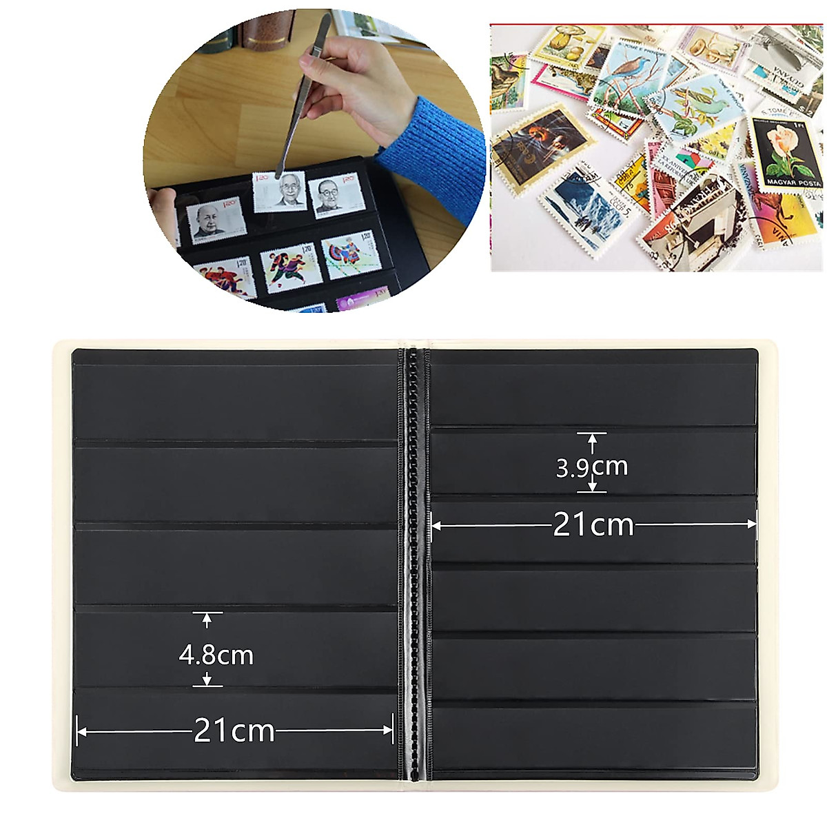 Stamp Albums Stockbook for Collectors, 5 Rows and 6 Rows Pockets, 10 Sheet Black