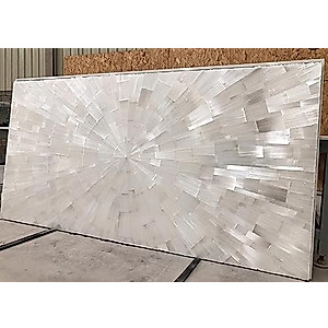 36 x 48 Inches Royal Look Kitchen Counter Table Top Resin Art with Selenite Stone Rectangle White Marble Dining Table