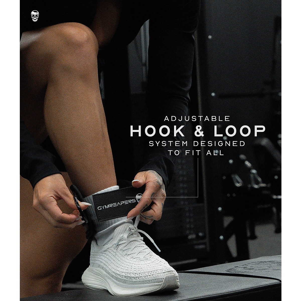 Gymreapers Ankle Straps (Pair) For Cable Machine Kickbacks, Glute Workouts, Lower Body Exercises - Adjustable Leg Straps with Neoprene Padding (Black, Pair)