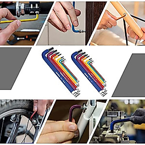 YUFANYA 18-Piece Allen Wrenches Sets,Premium Quality SAE/Metric Hex Key Set in Portable Case,Durable Industrial CRV Made,Long Arm Ball End, Multicolor Coding