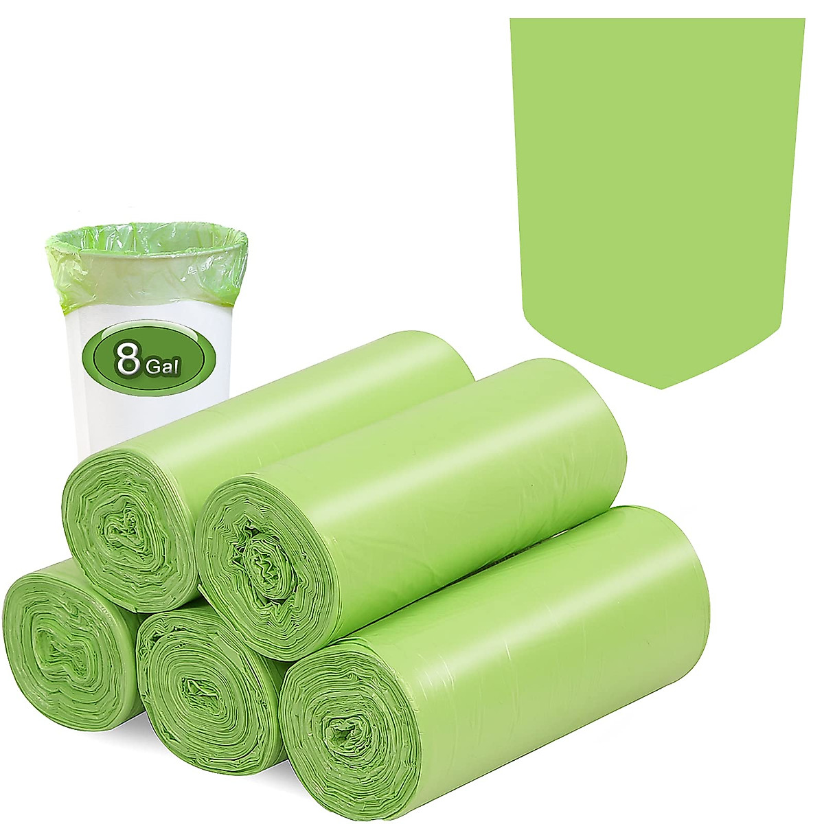 8 Gallon Trash Bags, Inwaysin Garbage Bags Compatible with Simple Human H Trash Can, Compostable 6-9 Gal 30L ( Clear Green, 100 Count (Pack of 1))