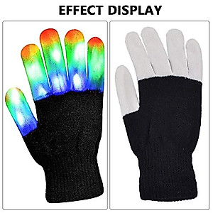 Led Finger Gloves, Kids Led Gloves LED Shoelaces Set Light Up Cool Toys Gifts for Boys Girls, Flashing Gloves for Christmas Thanksgiving Birthday Glow Halloween Costume Party