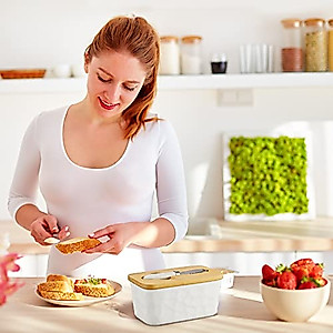 Ceramic Butter Dish with Lid and Knife, Porcelain Butter Container for Countertop, Butter Holder Keeper Double Silicone Seals, Perfect for West or East Coast Butter