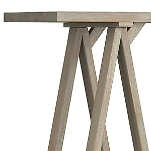 SIMPLIHOME Sawhorse SOLID WOOD 66 Inch Wide Modern Industrial Wide Console Sofa Table in Distressed Grey, For the Living Room, Entryway and Bedroom