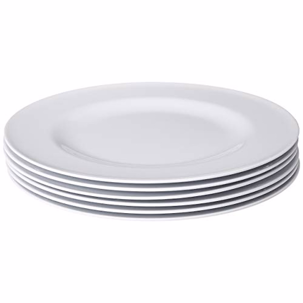 Bayview Essentials- Shatter-Proof and Chip-Resistant Classic Melamine Dinner Plate- Set of 6-10.5 inches (White)