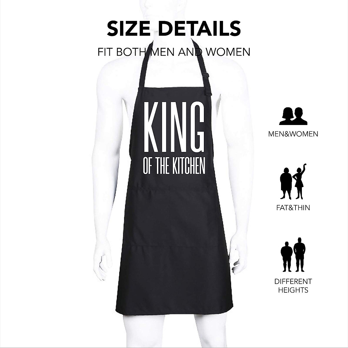 Premium Quality Kitchen Apron for Men,Funny Aprons for Men,King of The Kitchen, Mr. Apron, Men' Birthday Gift,Gifts for Dad,One Size Fits All