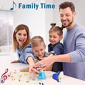 SHINLEYPACK Desk Bells Hand Bells for Kids,8 Notes Diatonic Colorful Metal Music Bells Percussion Instrument Musical Teaching Chromatic Birthday Gift for Children