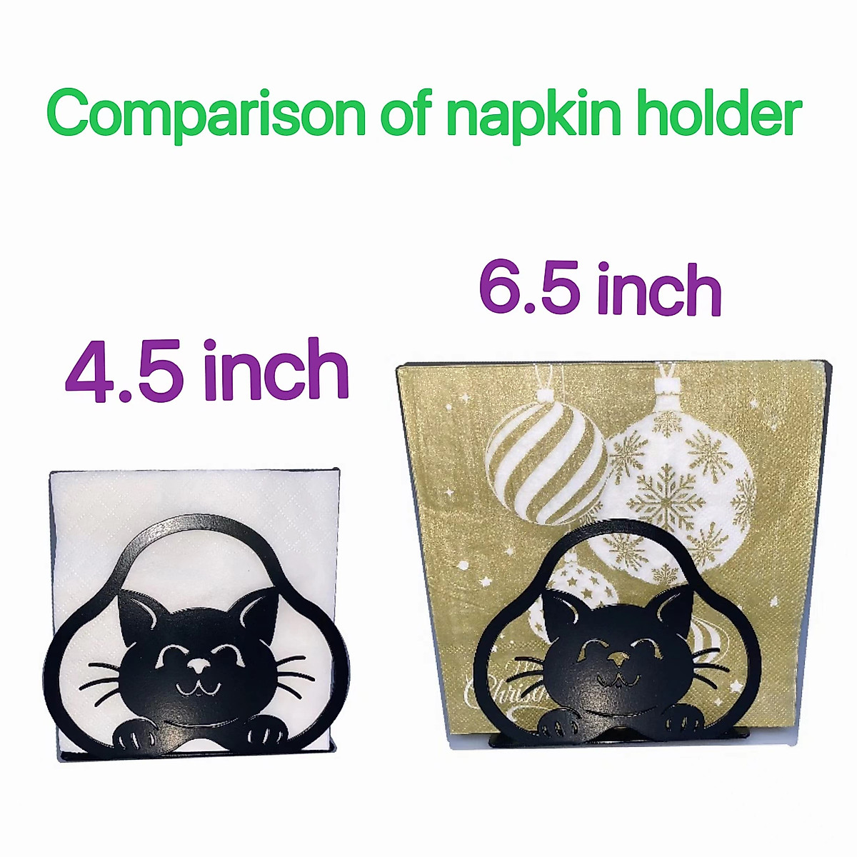 PXLYWLTZL Napkin Holder for kitchen，CAT black Metal Holders Tables, dinner iron Restaurants，Farmhouse，Cafe，Bar, Holders, Tissue Dispenser (CAT), 4.8inch 4inch 1.7inch (999)