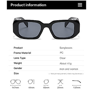 EYLRIM Thick Square Frame Sunglasses for Women Trendy Chunky Rectangle Sun Glasses(A1 Black/Grey)