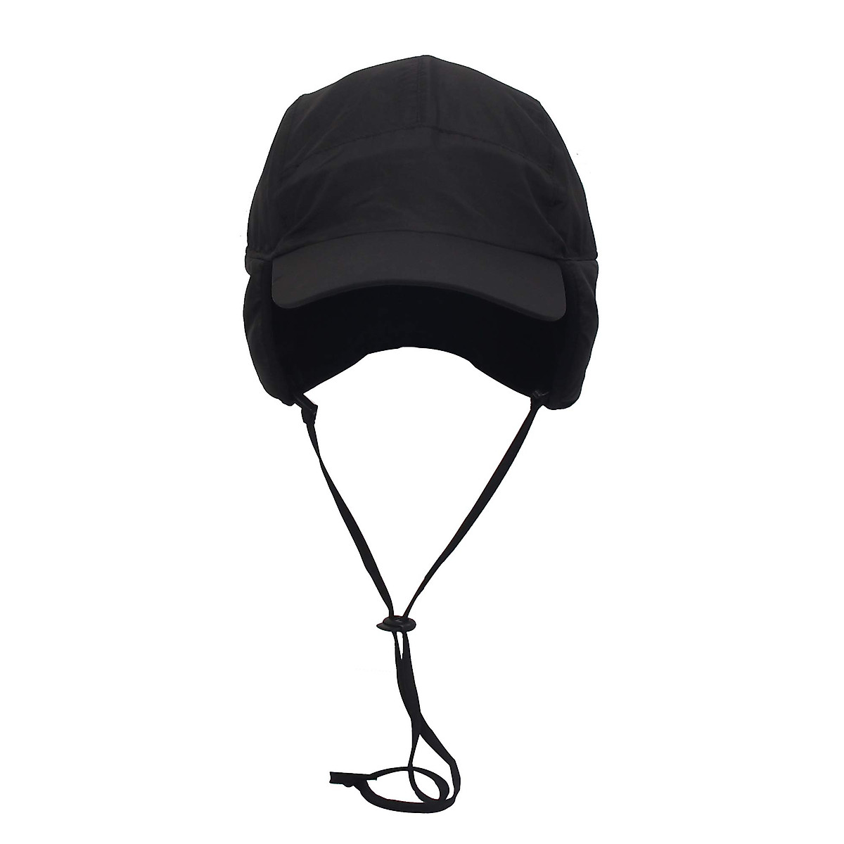 Winter Baseball Earflap Cap with Detachable Windproof Strap Fleece Inside Cap Water Repellency Outdoor Cap Adult (Black)