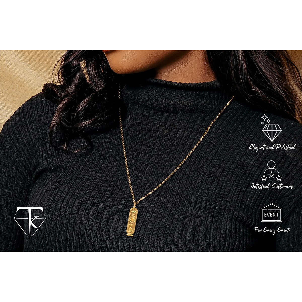 Solid 14k Yellow Gold Egyptian Cartouche Tablet Pendant