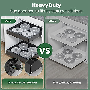 CHIOCWARE Pull Out Drawers for Cabinets,Pull Out Cabinet Organizer，Slide Out Drawers for Kitchen Cabinets, (11.81"~18.11") W,16.93" D,for Kitchen, Bathroom, Pantry