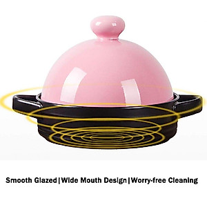 MYYINGBIN Orange Tagine Pot Heat-Resistant Ceramics Slow Cooker Micro Pressure Cooker Clay Casseroles with Anti-Scalding Handle, 21.5cm